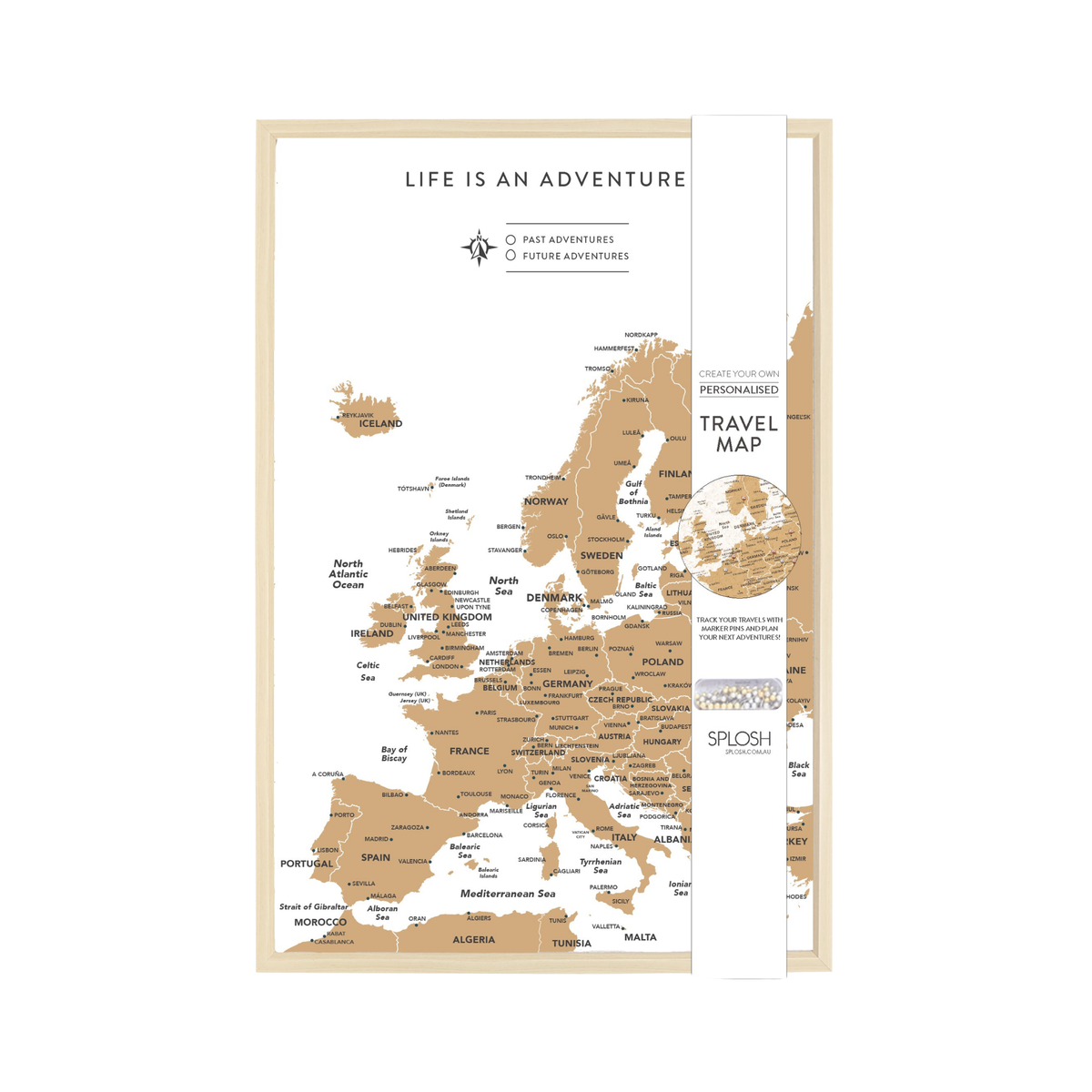 Splosh | Travel Board | Europe Small Map White | Xystos Trade – xystostrade